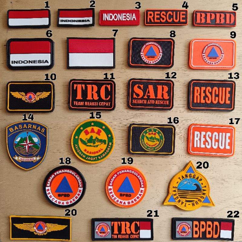 Bpbd timsar rescue trc logo rubber patch, velcro rubber accessories ...