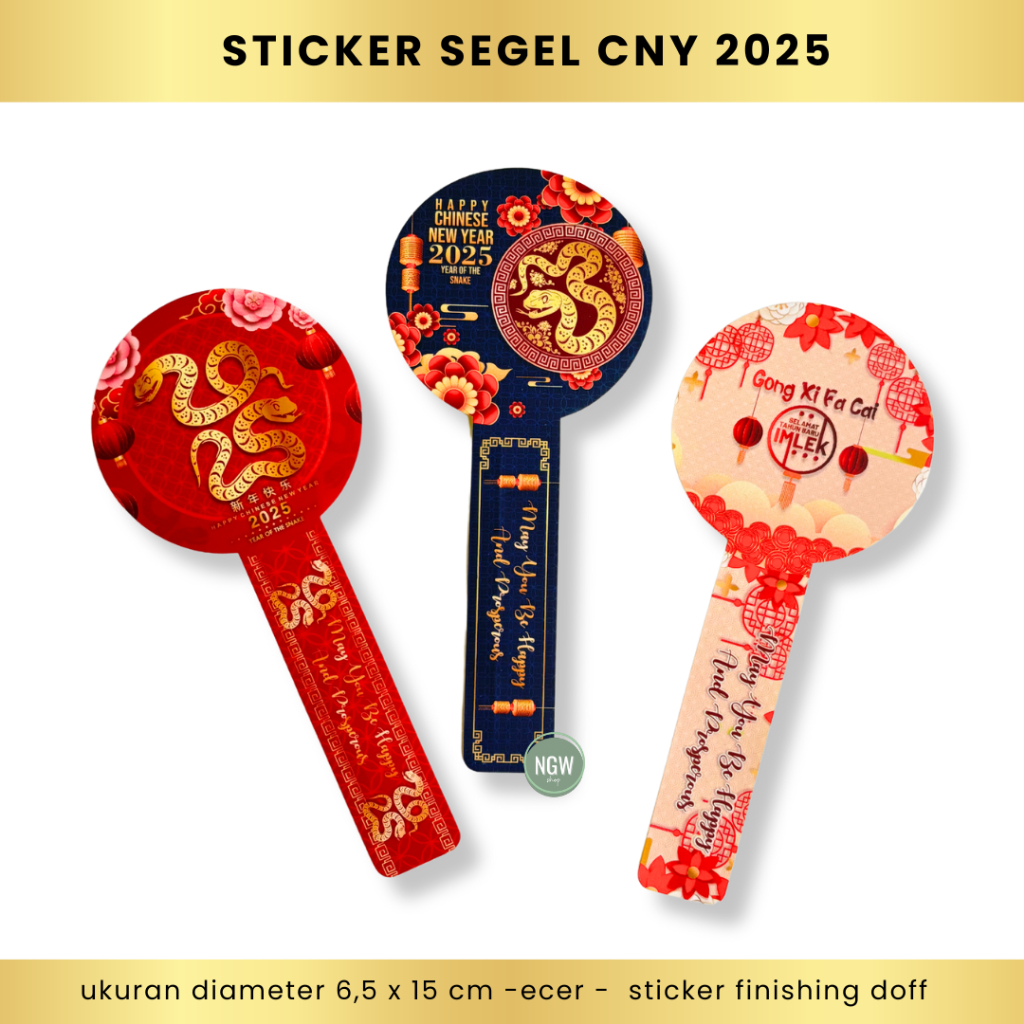 Cny 2025 Chinese New Year seal sticker 6,5 x 15 cm cookies cake hampers ...