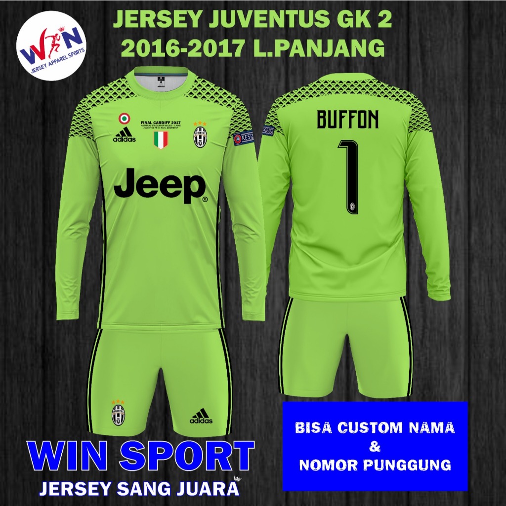 Juventus GK 2 Goalkeeper Football Suit 2016 2017 LONG SLEEVES UEFA ...