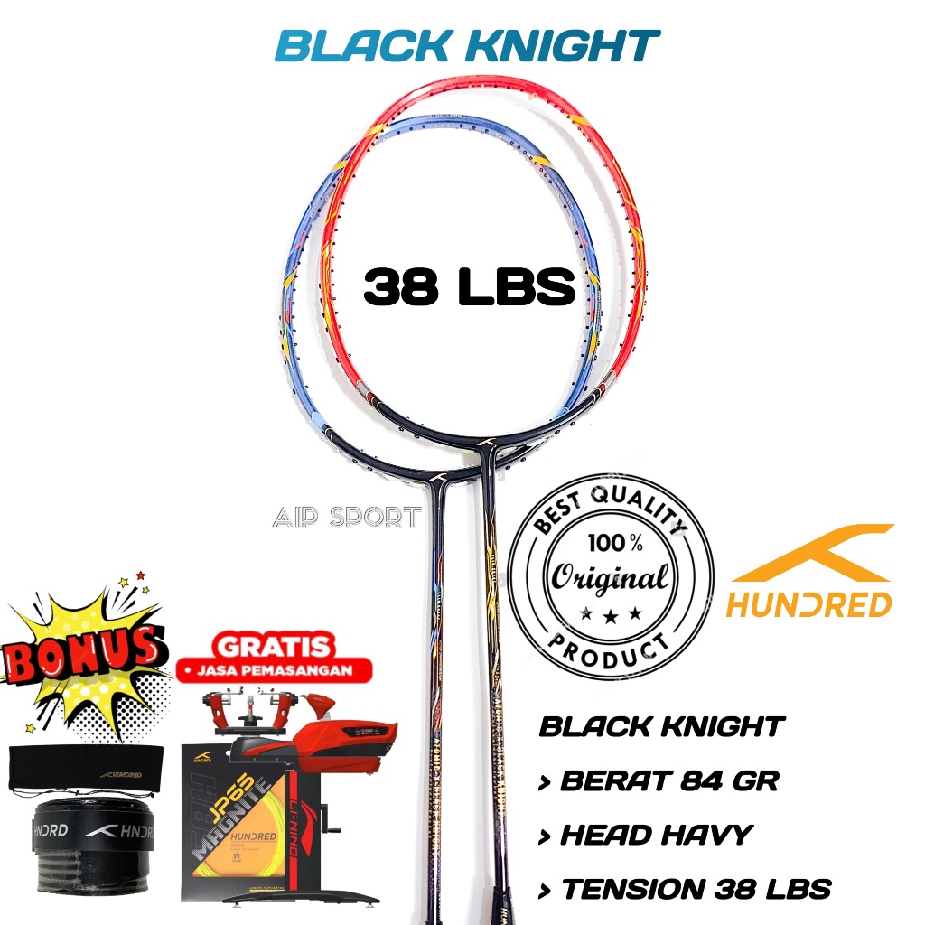 Original Hundred Atomic X Black Knight Badminton Racket | Shopee ...