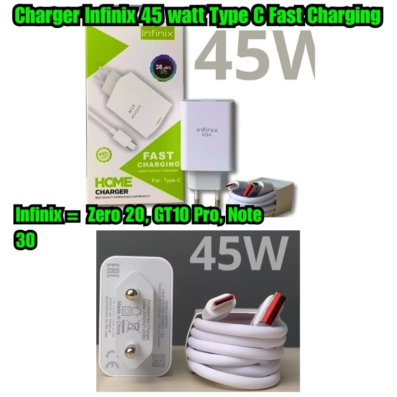 Infinix Charger 45 watt infinix zero 20 GT10 pro infinix Note 30 Fast ...