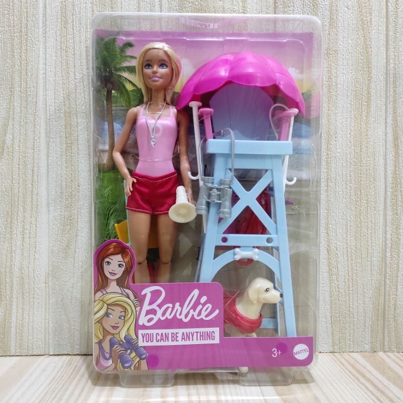 Barbie Lifeguard Playset Doll, Swim Outfit, Lifeguard Chair | Shopee ...
