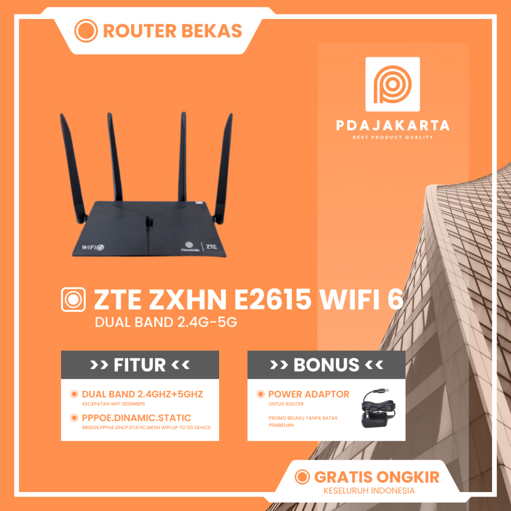 Zte ZXHN E2615 Wireless Wifi Router Wifi 6 Mesh Wifi Dual Band 2.4Ghz ...