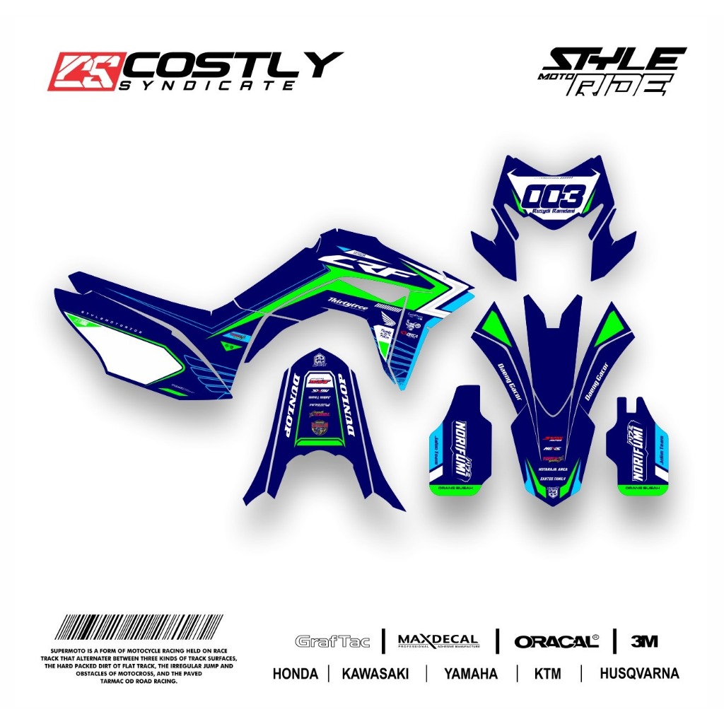 Decal/sticker DTracker-CRF 450/150L-KLX BF- klxbf150L WR155/Gordon full ...