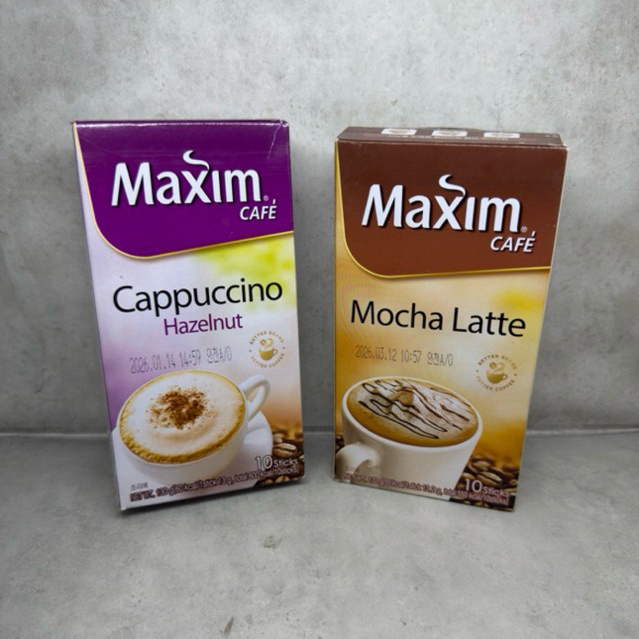 Maxim Cafe Cappuccino Hazelnut or Mocha Latte contains 10 ori Korea ...