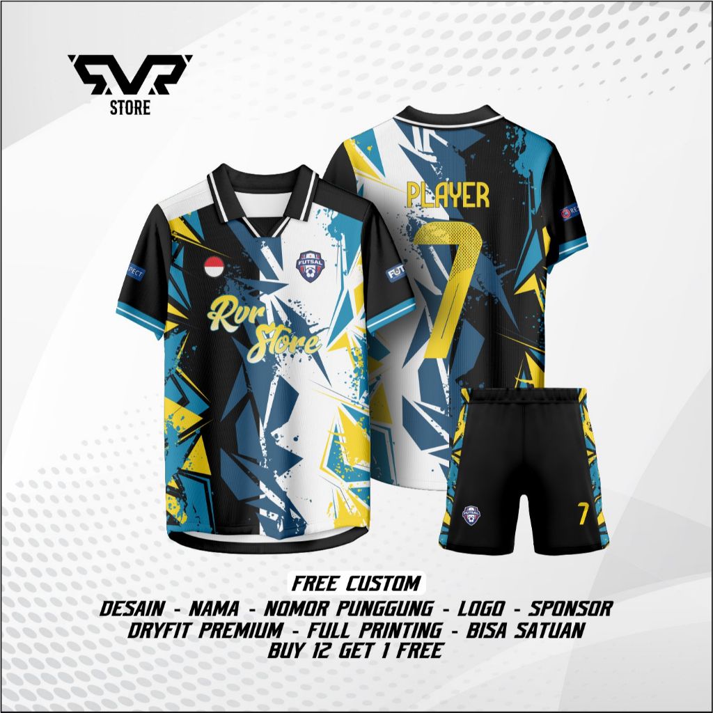Full Printed Futsal / Soccer Jersey, Free to Custom Design Sponsor Logo ...