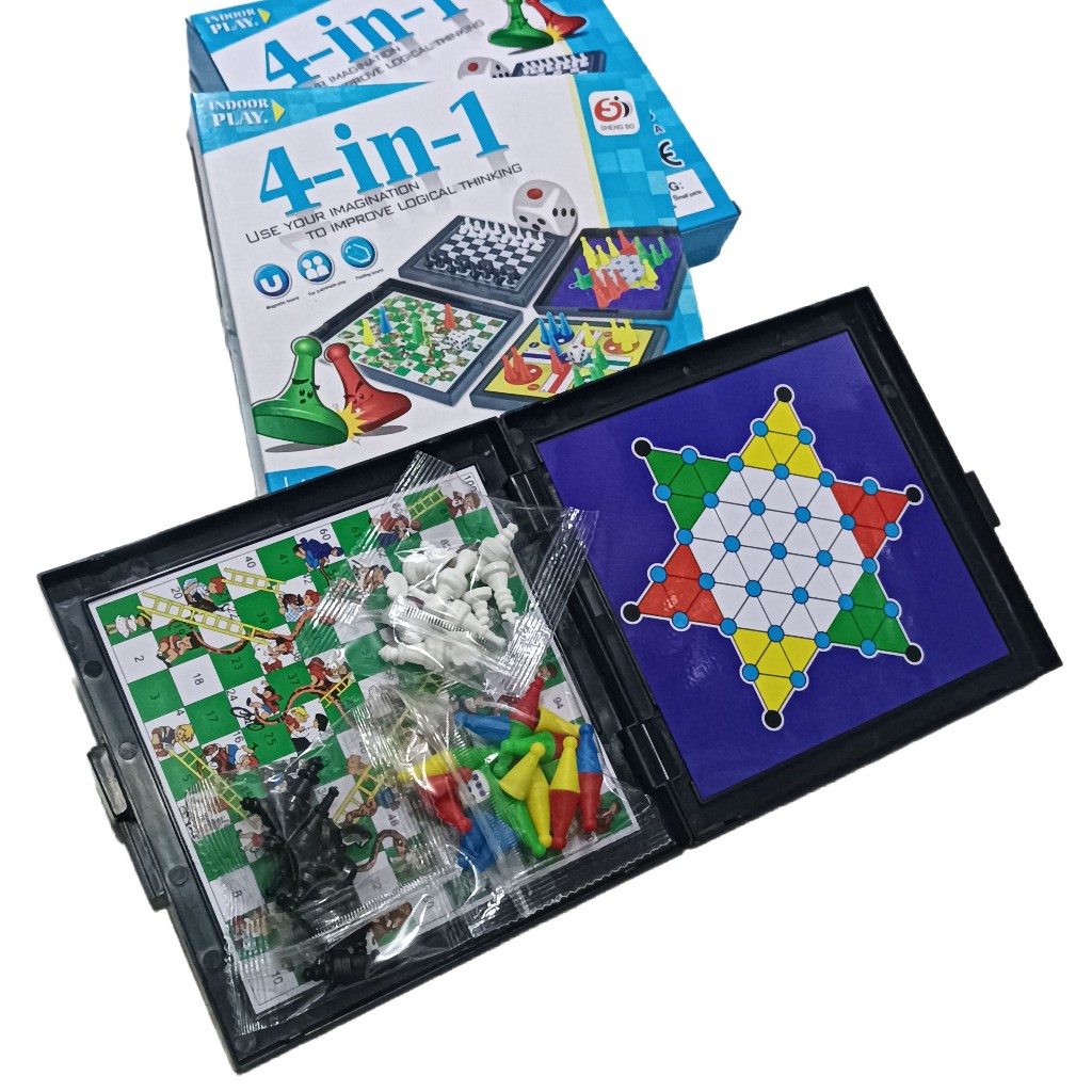 Children's Toys 4 in 1 Board Game Magnetic Chess Board Game Halma ...