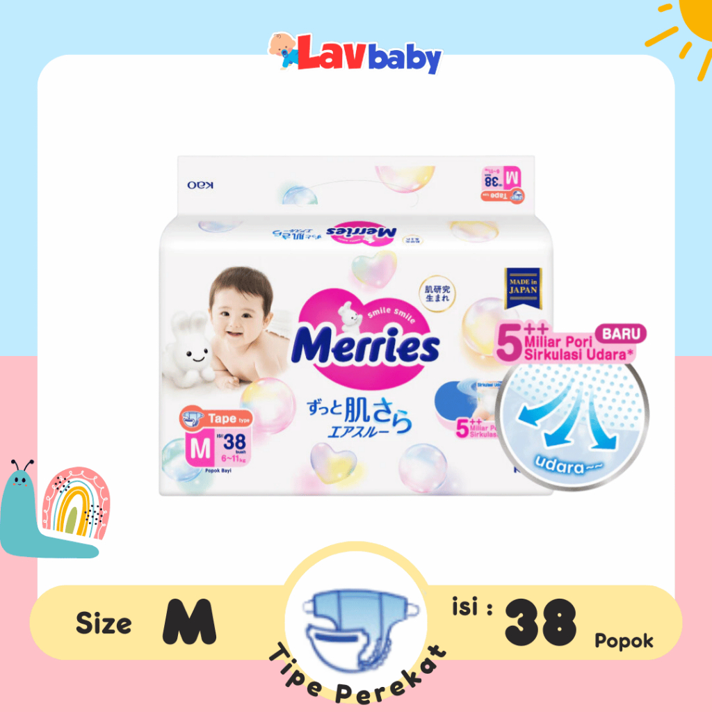 Merries M Tape M 38 M38 Diapers Baby Kids Adhesive Diapers | Shopee ...