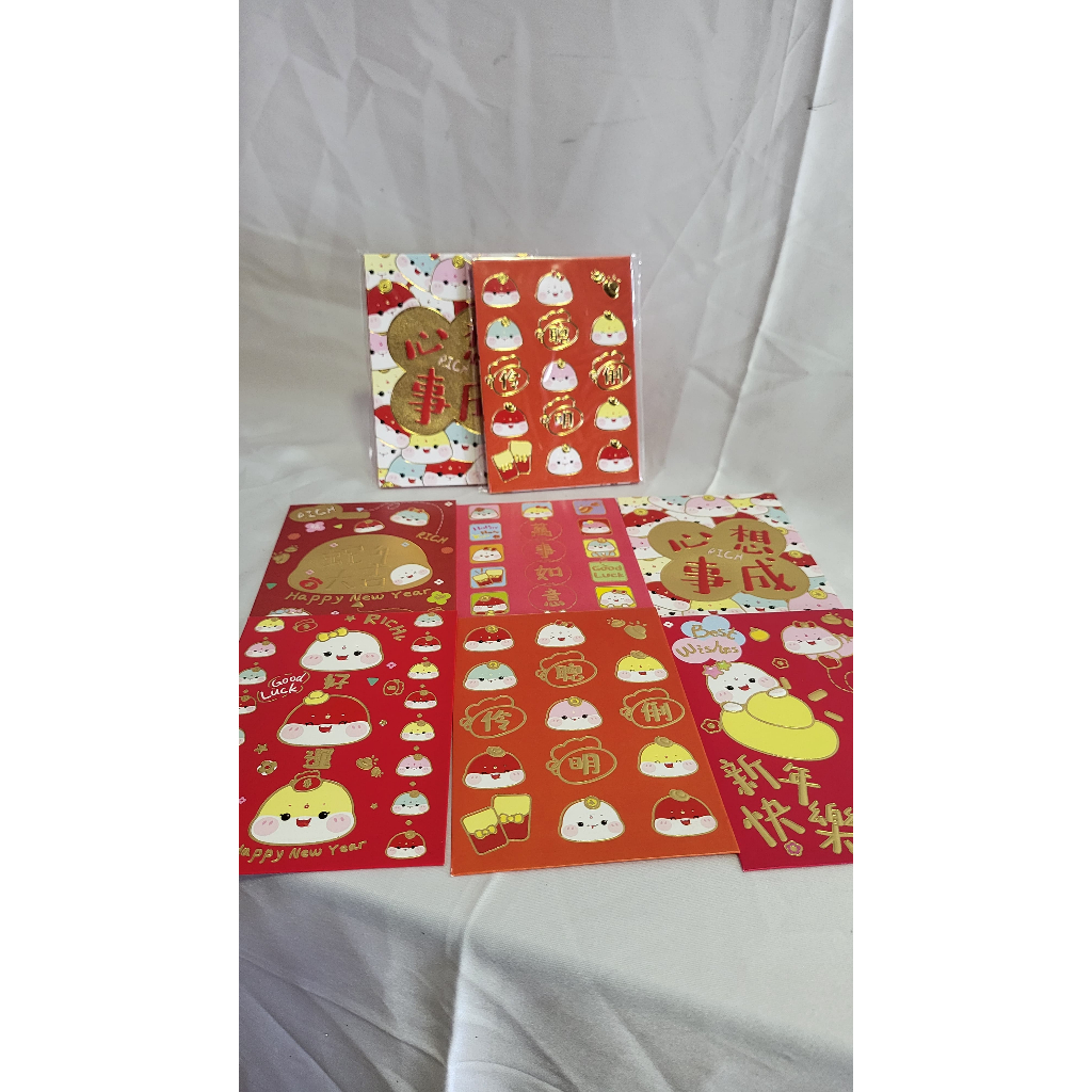 MERAH Imlek ANGPAU THICK CHARACTER 2025 HONG BAO RED CONTENTS (6pcs ...