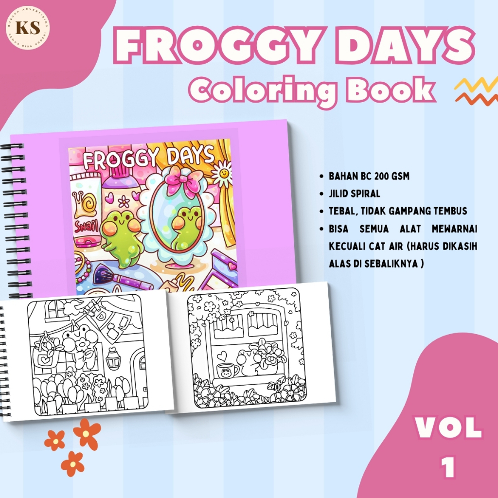 Froggy DAYS VOL 1 Healing Coloring Book Cute Comfy For Adults And Kids ...