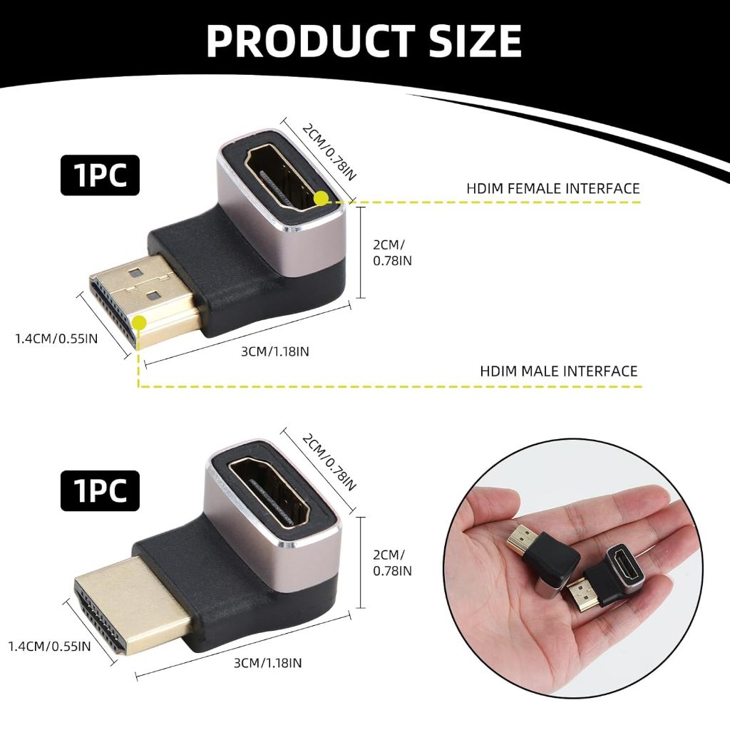 SIKU Hdmi CONNECTOR MALE TO FEMALE ELBOW 90 DEGREE AND 270 DEGREE 8K / HDMI M TO F CONNECTOR L ...