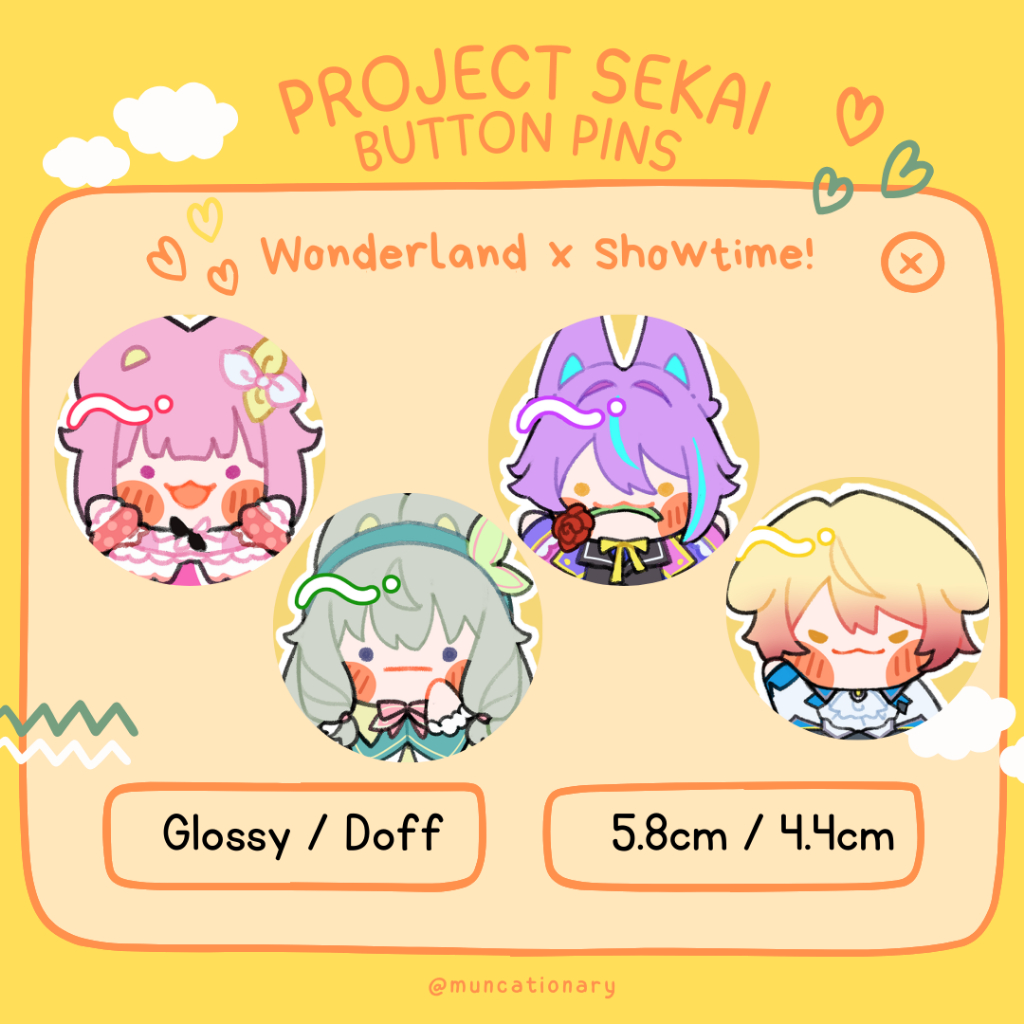 [Muncationary] Button Pin Project Sekai Proseka WxS Fanmerch Emu Nene ...
