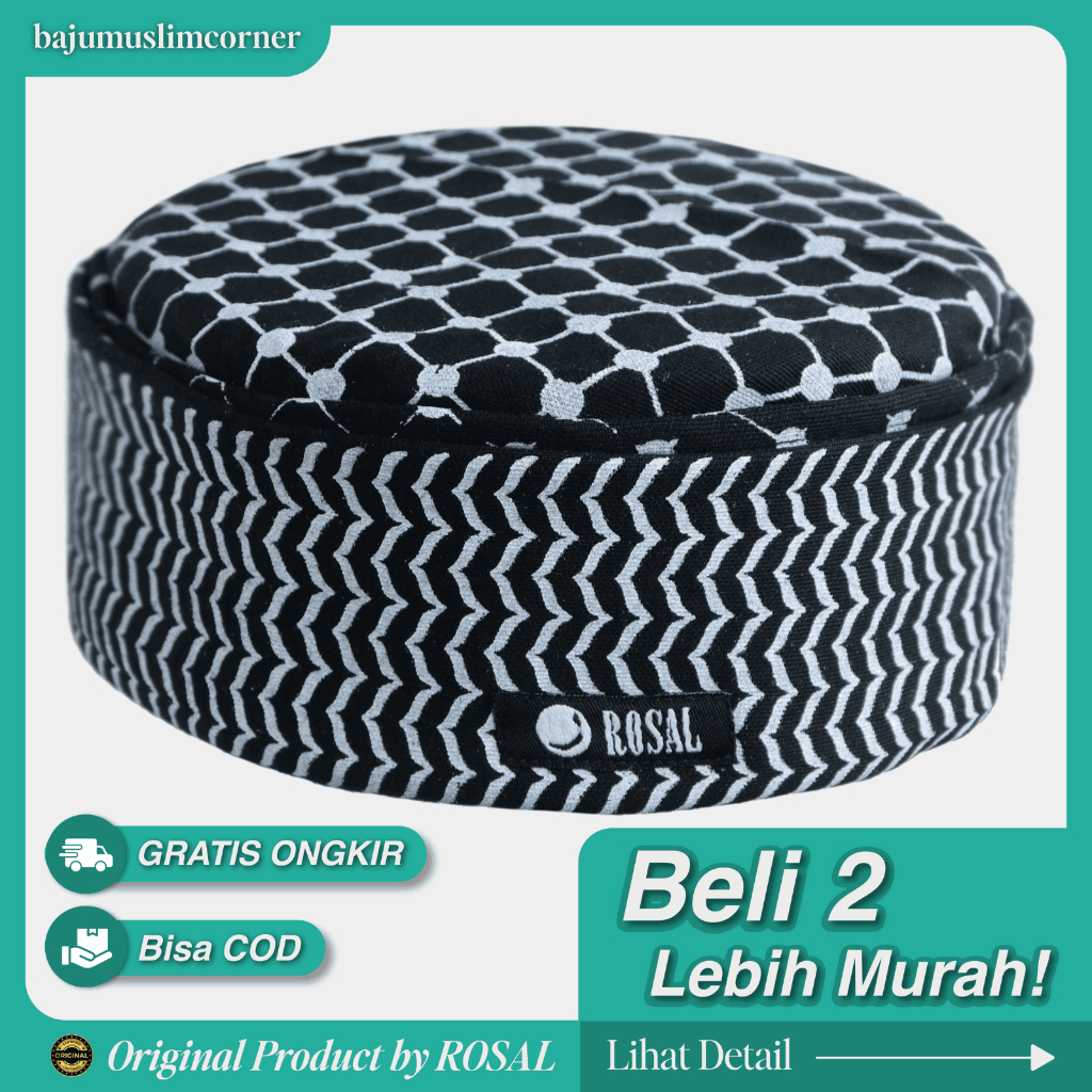 Rosal Songkok Syam Peci Palestinian Muslim Men's Prayer Premium ...