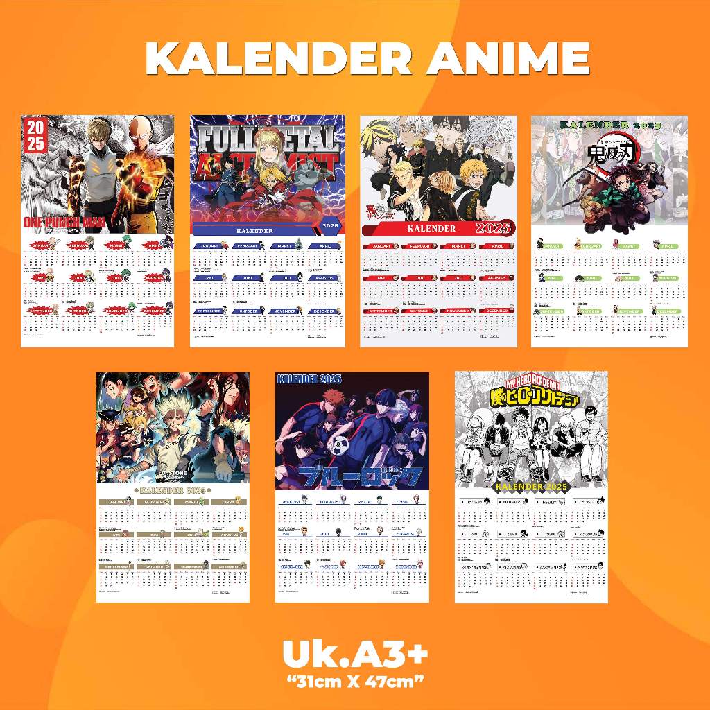 Anime Wall Calendar Size A3+ Edition 2 I Print Calendar 2025 Custom II ...