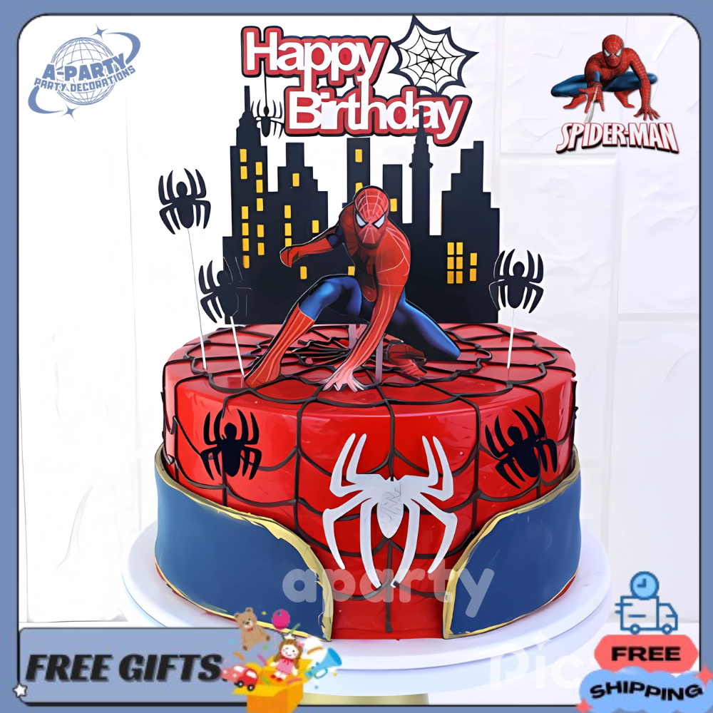 4 Pcs Spiderman Spider Character Cake Topper Marvel Avengers Spiderman ...