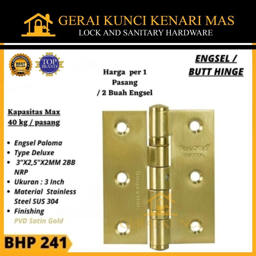 Paloma BHP 241 Window Hinges 3 Inch 3"x2,5"x2MM 2BB NRP Butt Hinge ...