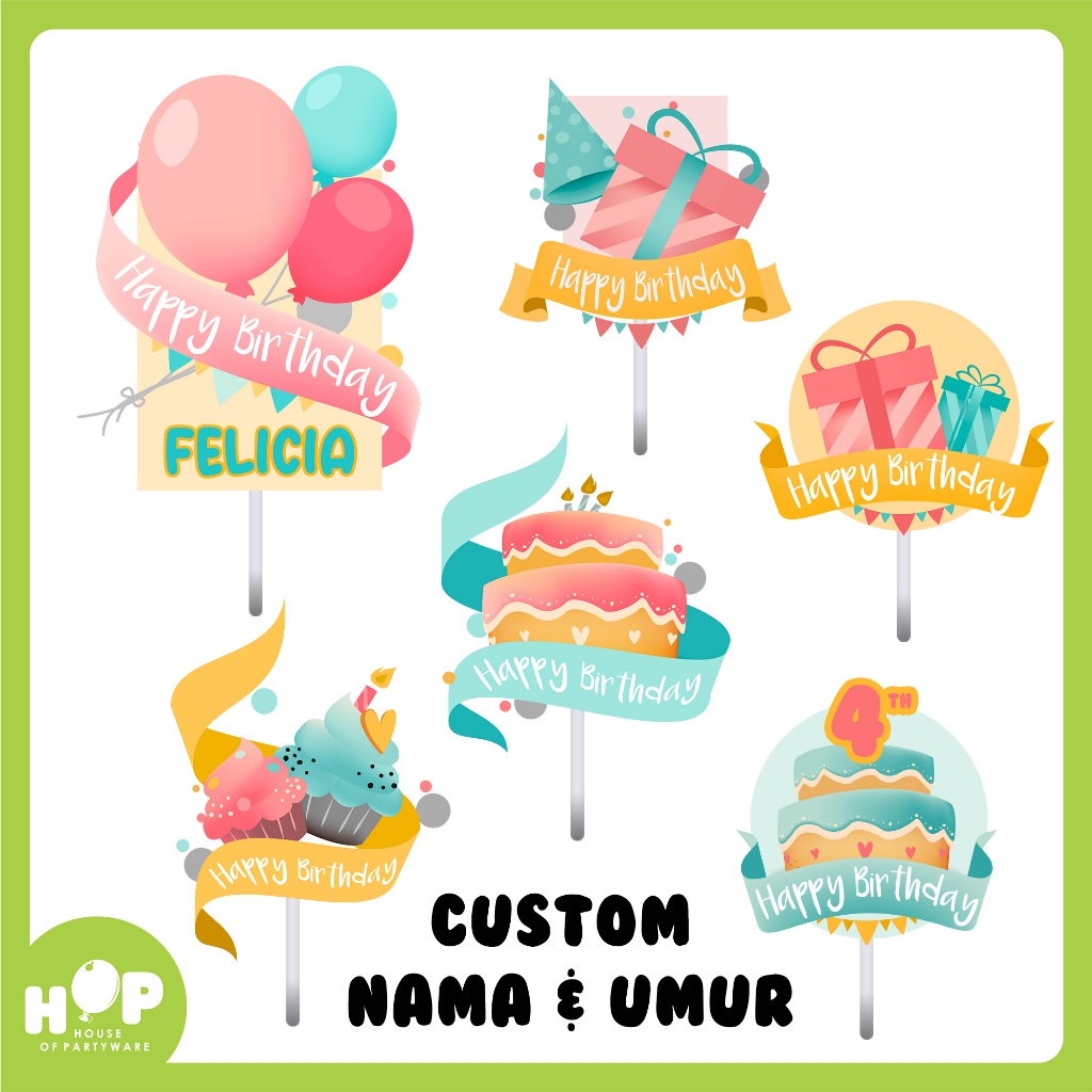 Happy BIRTHDAY Cake Topper / Pudding Cake Decoration / BIRTHDAY Cup ...