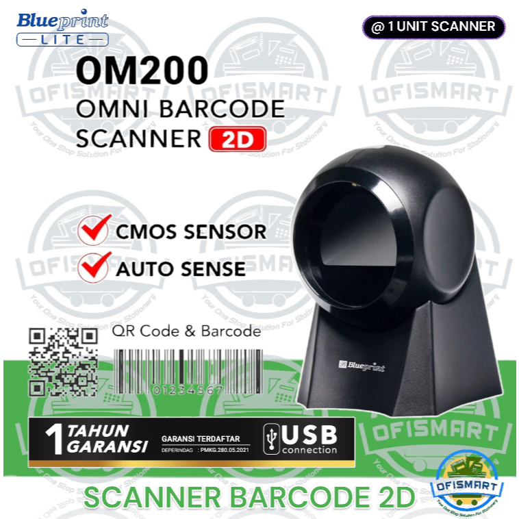 Blueprint Omni Barcode Scanner OM 200-2D Auto Scan, QR Code & Barcode ...
