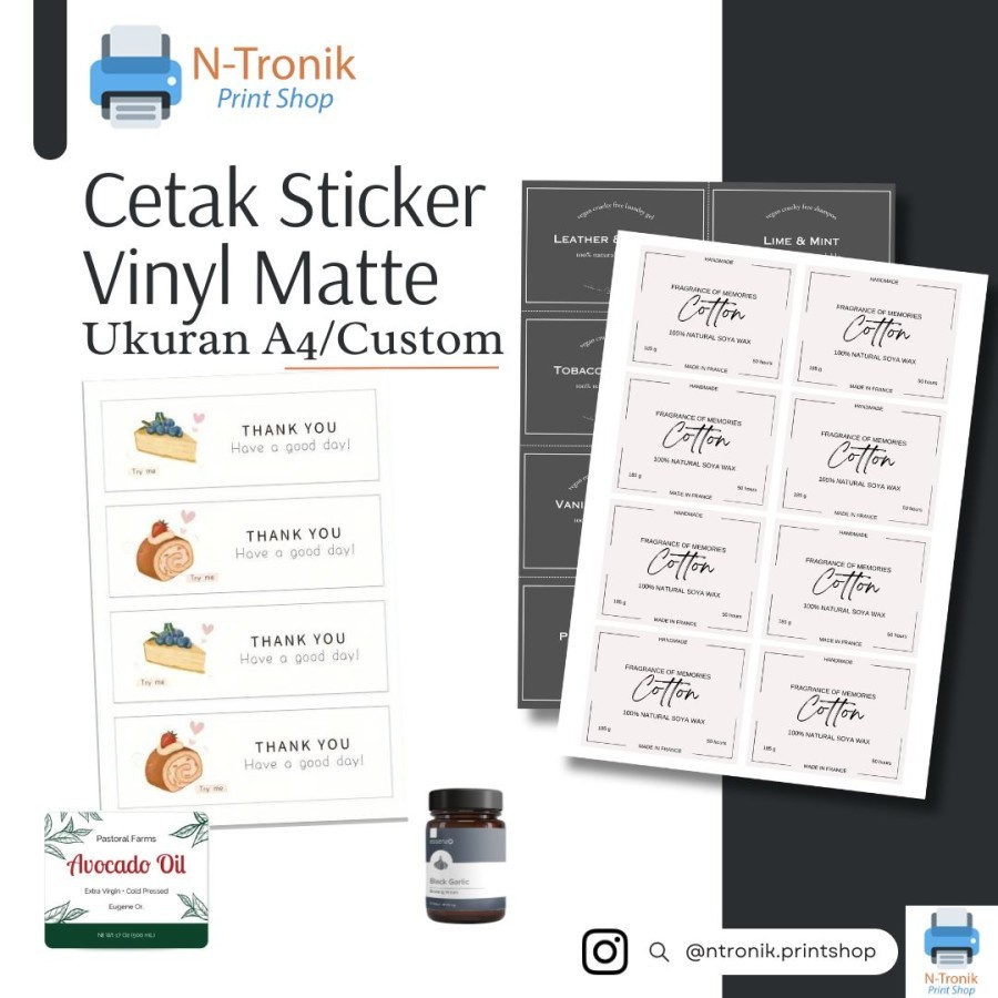 Print the Custom Matte/Doff Color Vinyl Stickers, Waterproof | Shopee ...