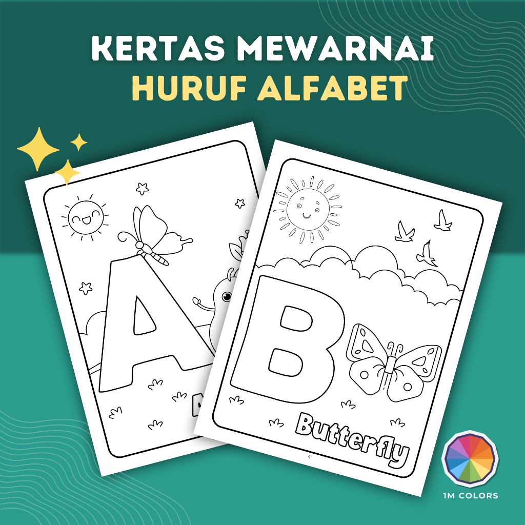 1m Colors - 1 Sheet of Cute Alphabet Coloring Paper for Preschool ...