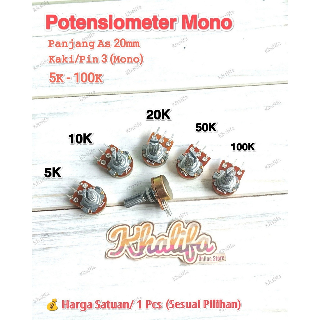 Mono Rotary Potentio 5K 10K 20K 50K 100K B5K B10K B20K B50K B100K ...