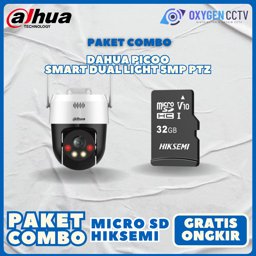 Dahua PICO SMART DUAL LIGH 5MP PTZ + MEMORY CARD HIKSEMI 32/64/128GB ...