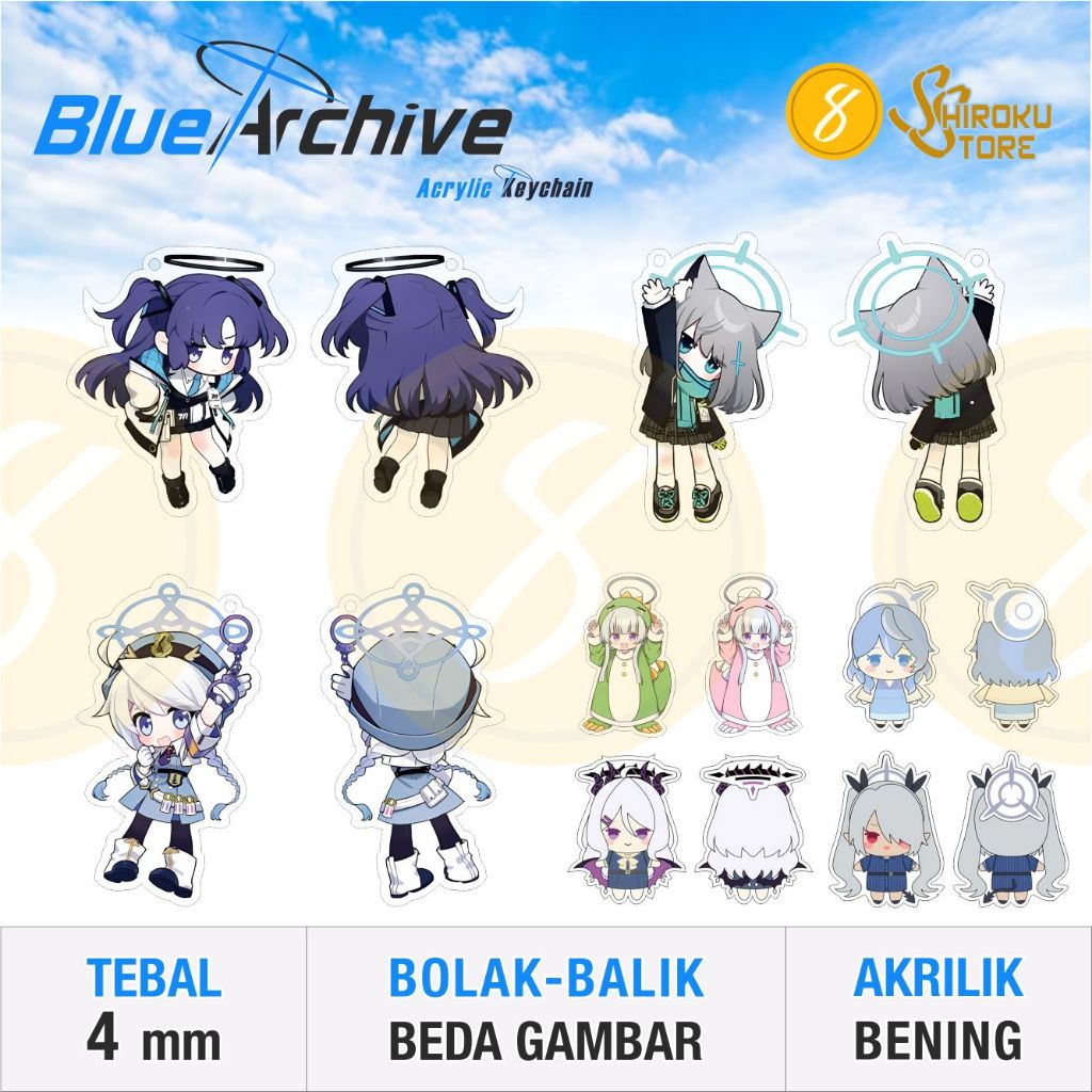 GANTUNGAN Blue Archive Keychain / Yuuka Shiroko Kirino Hoshino / Cute ...