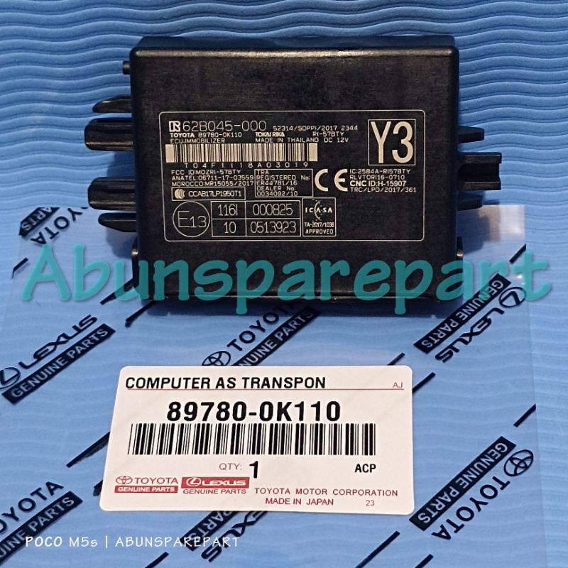 Ecu Immobilizer Toyota Innova Reborn Fortuner VRZ 89780-0K110 Original ...