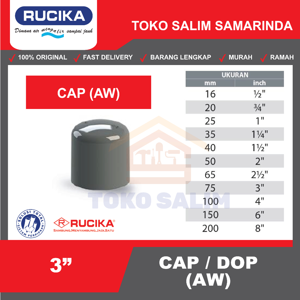 Dop / Cap / Plain pipe cover 3" AW JIS RUCIKA | Shopee Philippines