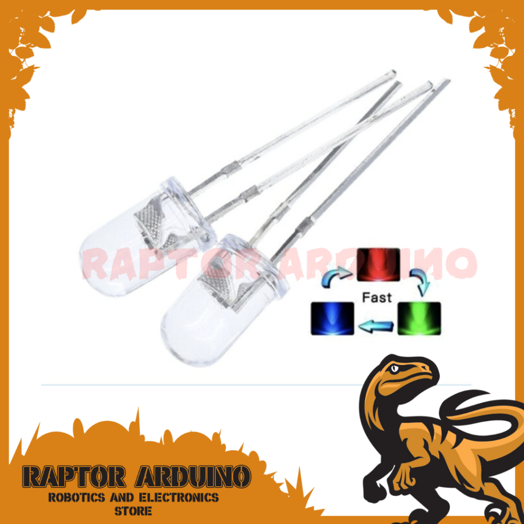 Fast 5mm Clear RGB LED Flash Bright 2p 2 pin 2pin Colorful blink ...