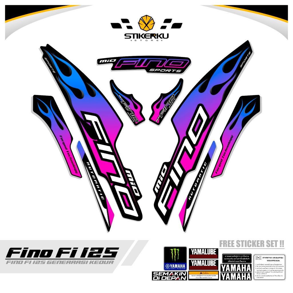 Sticker FINO 125 FI / MTF 19 / STRIPING FINO NEW F1 / STEERING FINO S ...