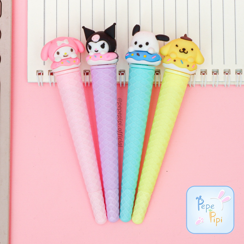 Sanrio Head Waffle Cone Gel Pen Ballpoint Pen Ink Pen My melody Kuromi ...