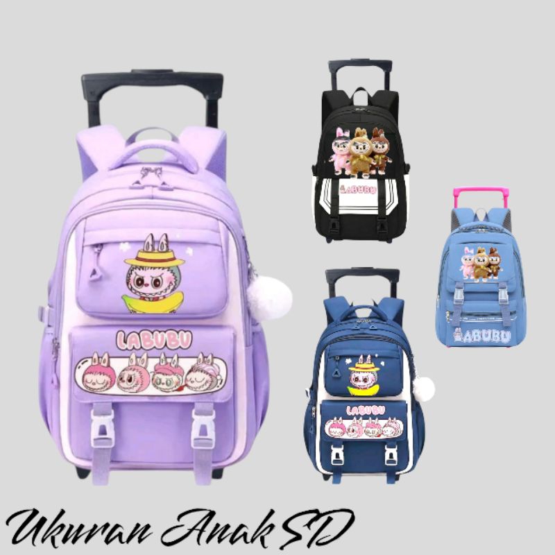 Wheeled Trolly Backpack for Elementary School Girls with Labubu Viral ...
