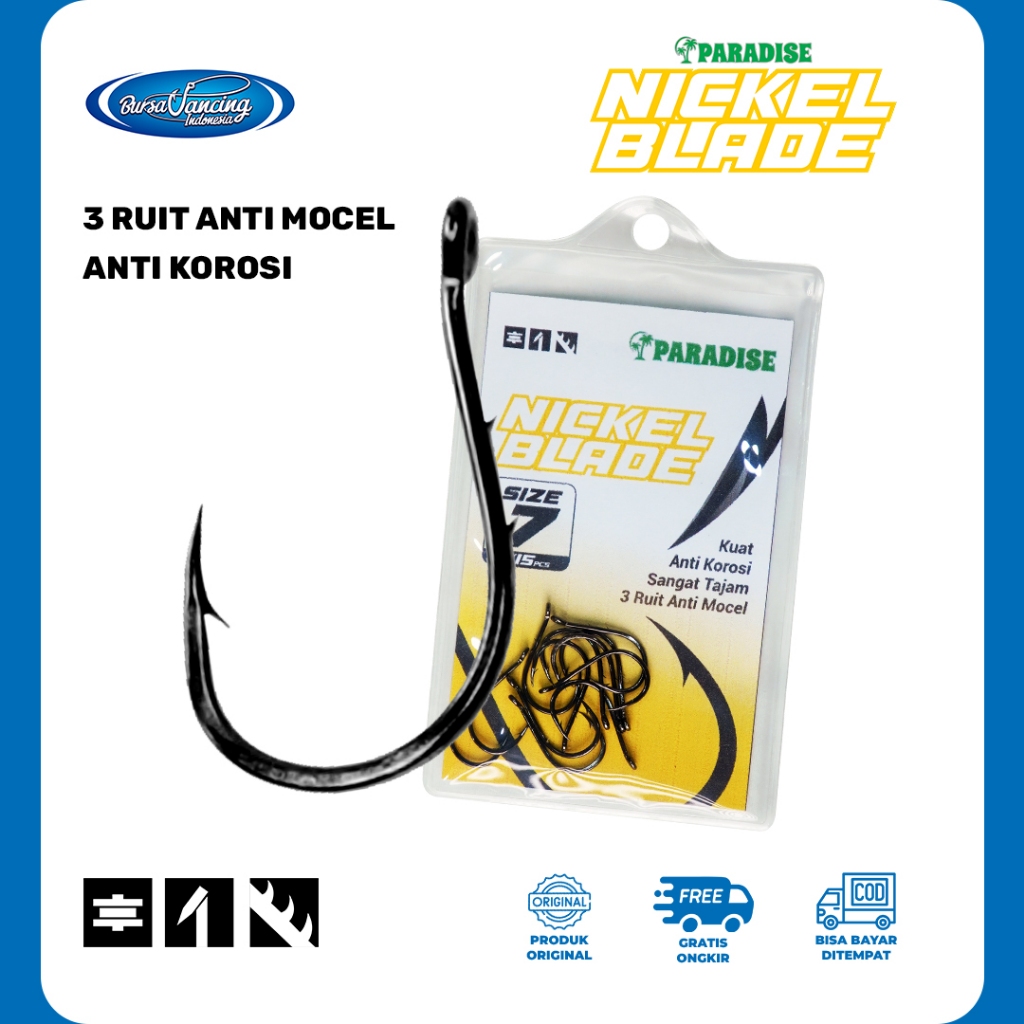 Paradise Nickel Blade Sharp 3 Ruit Anti Corrosion Hook Original 100% ...