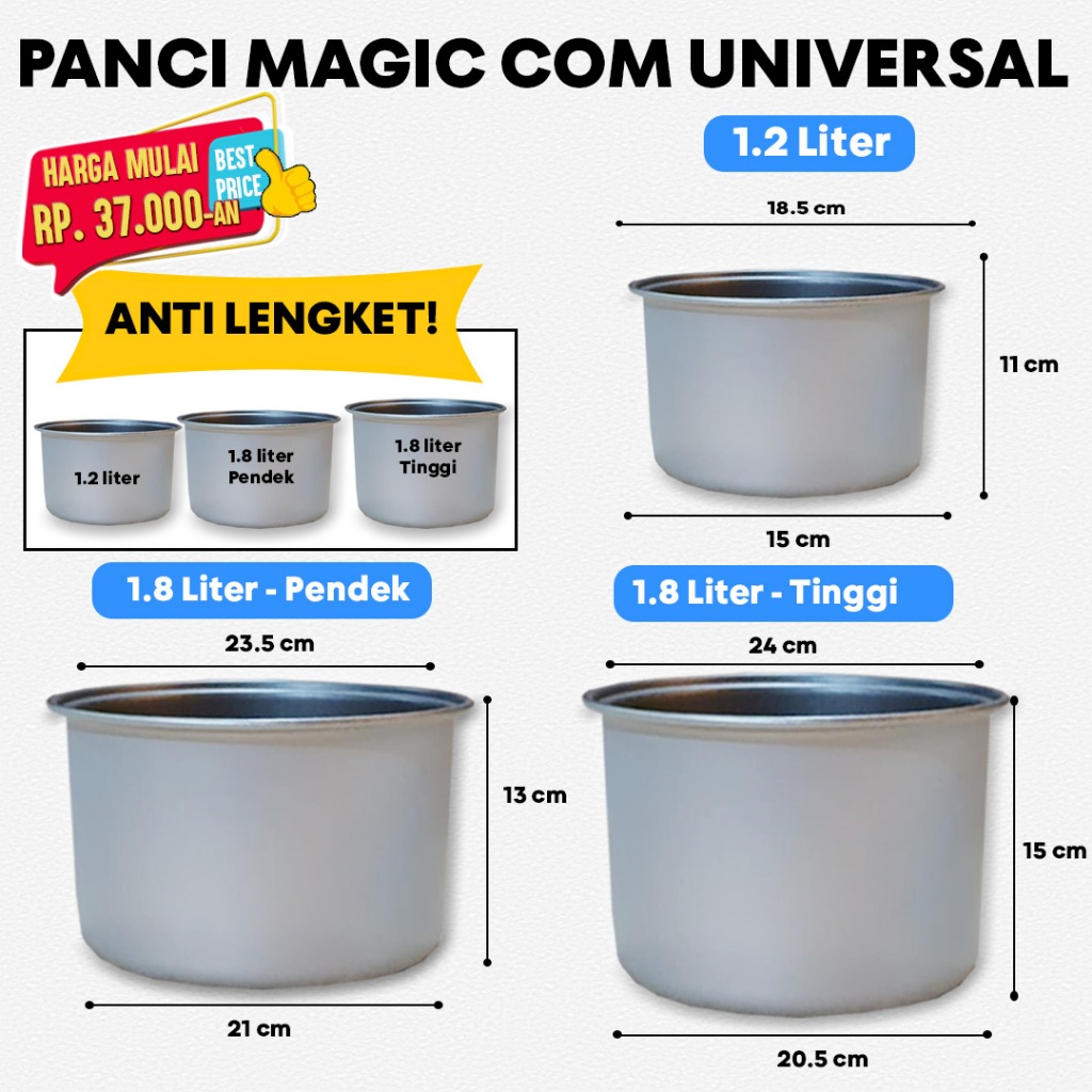 Teflon RICE COOKER POT MAGIC COM 1,2 1,8 LITER HIGH LOW Free Shipping ...