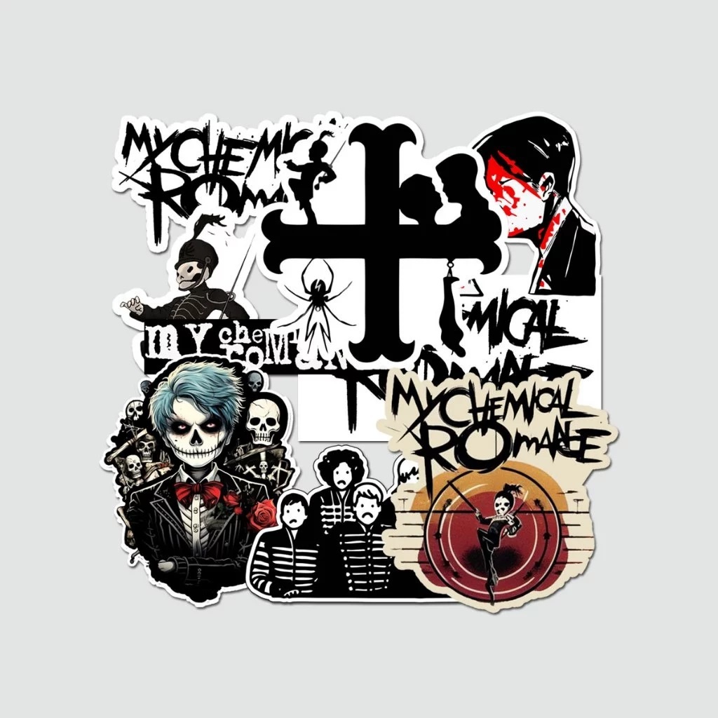 My CHEMICAL ROMANCE LOGO Pack band Stickers - American metal emo rock ...