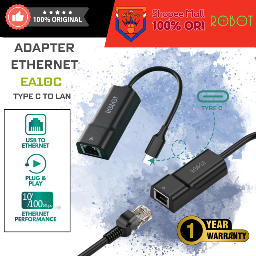 Robot Ea10c USB Type C To Lan Adapter Ethernet Converter Cable Original ...