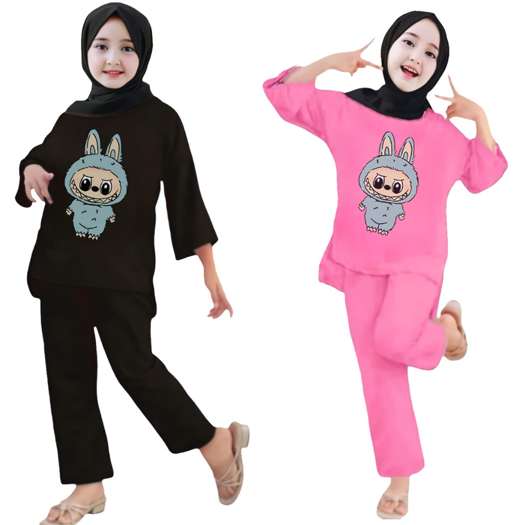 KATUN GF - LABUBU VIRAL GIRLS SET BABYTERRY COTTON MATERIAL AGE 3-13 ...