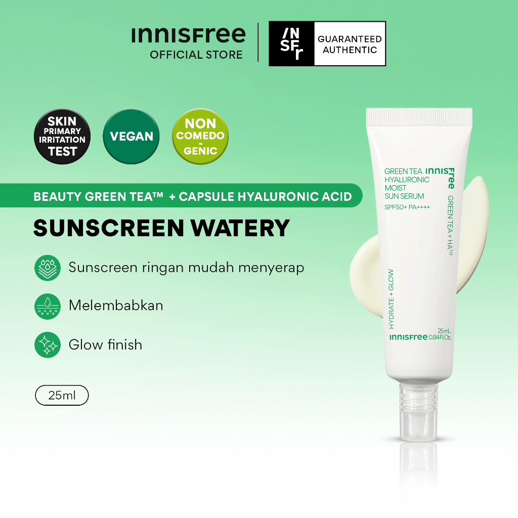 Innisfree Green Tea Hyaluronic Moist Sun Serum SPF 50+ PA++++ 25ml ...