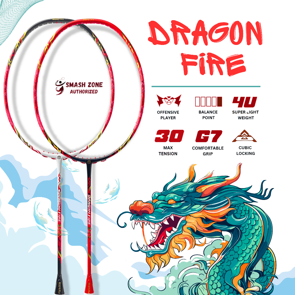 Moderu Dragon Fire Badminton Racket Original 4U Ultra High Modulus ...