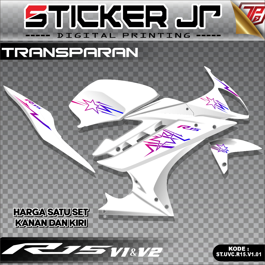 Transparent Striping Sticker R15 V1 V2 Bintang Star Striping R15 V2 Old ...
