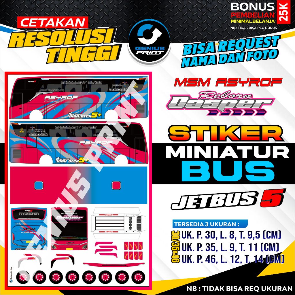 Miniature BUS JETBUS 5 LIVERY TUNGGAL JAYA STICKERS | Bris TRANS | Msm ...