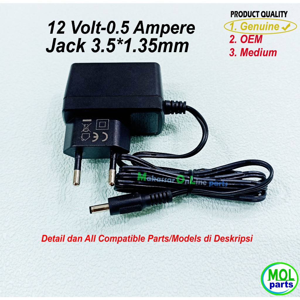 Adapter 12V 0.5A CCTV Router Modem Adapter 12 Volt 0.5 Ampere small ...