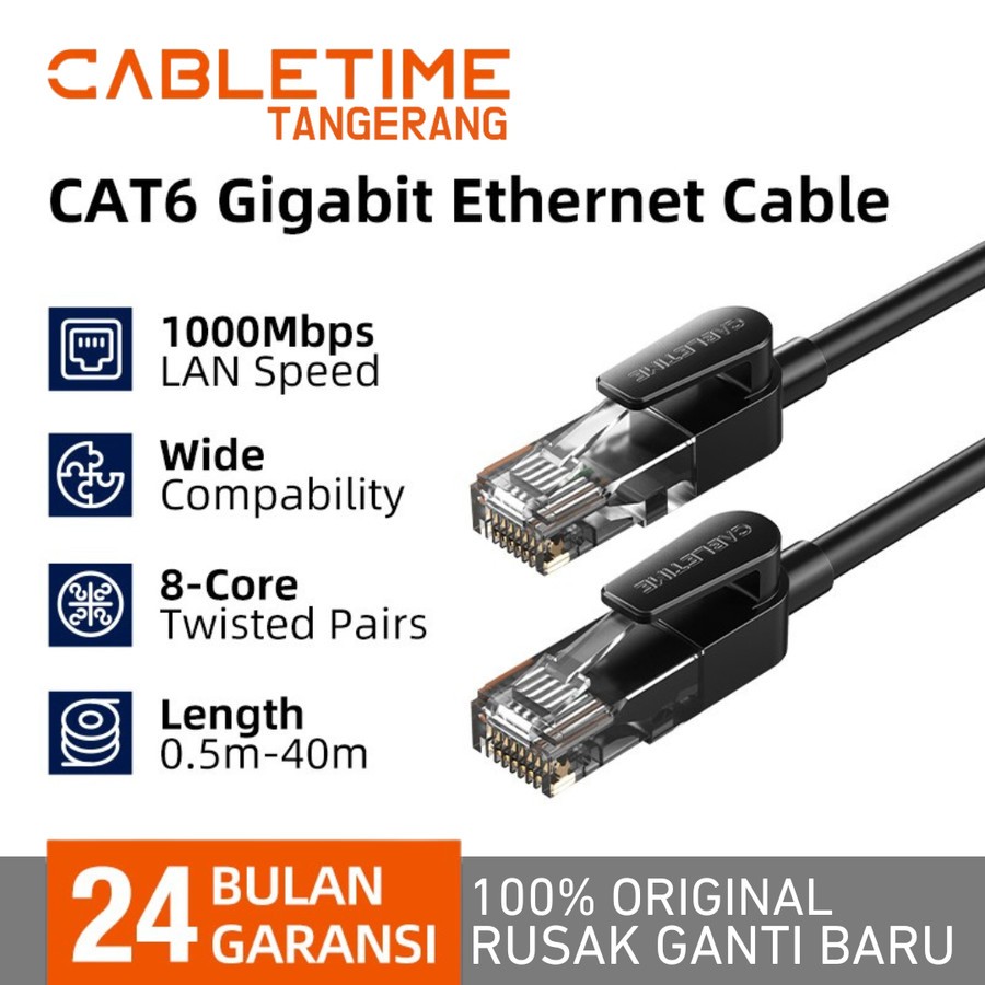 Cabletime 20M LAN Cable RJ45 Cat 6 Gigabit Ethernet UTP Cable 1000Mbps ...
