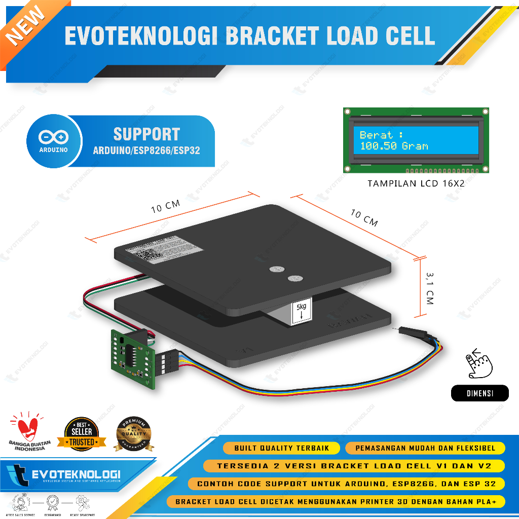Evotechnology Load Cell Bracket Holder Heavy Sensor loadcell hx711 ...