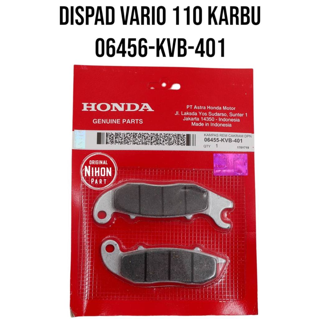 Front Disc Brake Pads Vario 110 Karbu / Vario 110 CW NON CBS 06455-KVB ...