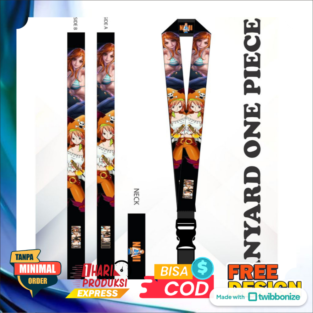 GANTUNGAN One Piece Gear 5 NAMI Lanyard Hanger id card Printing name ...