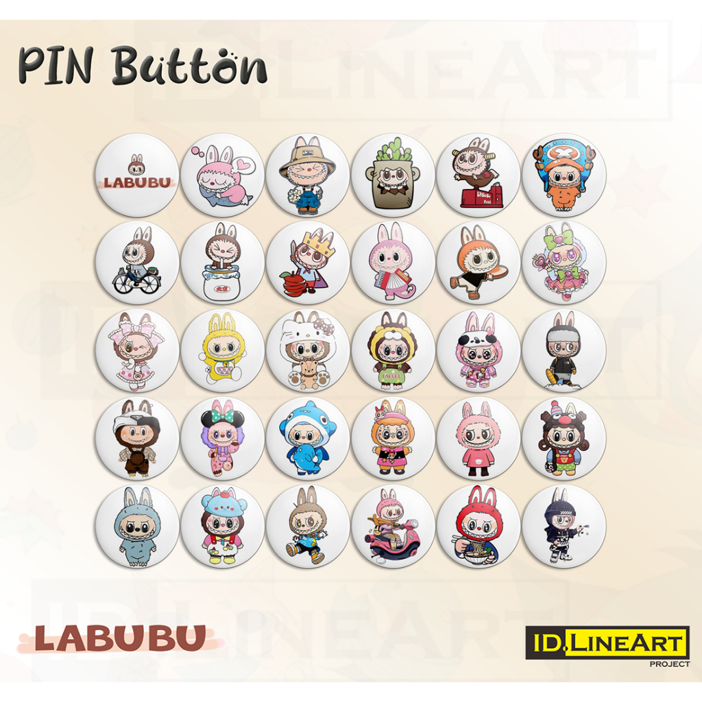 Labubu Pin Button Pin Plastic Brooch Size 44mm | Shopee Philippines