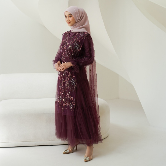 Aura Label - Melrose Dress In Burgundy | Shopee Philippines