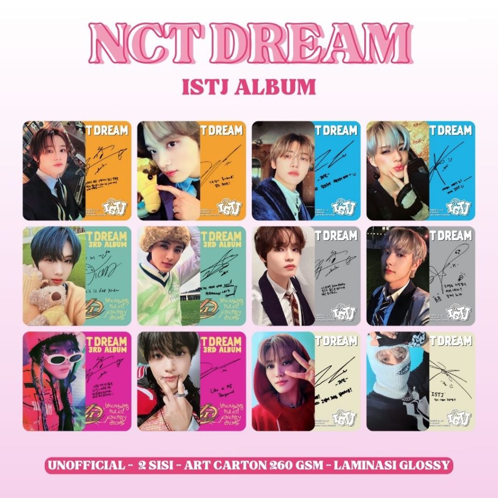 Nct DREAM ISTJ ALBUM Photocard - Premium PC 2 Sides Unofficial Kpop ...